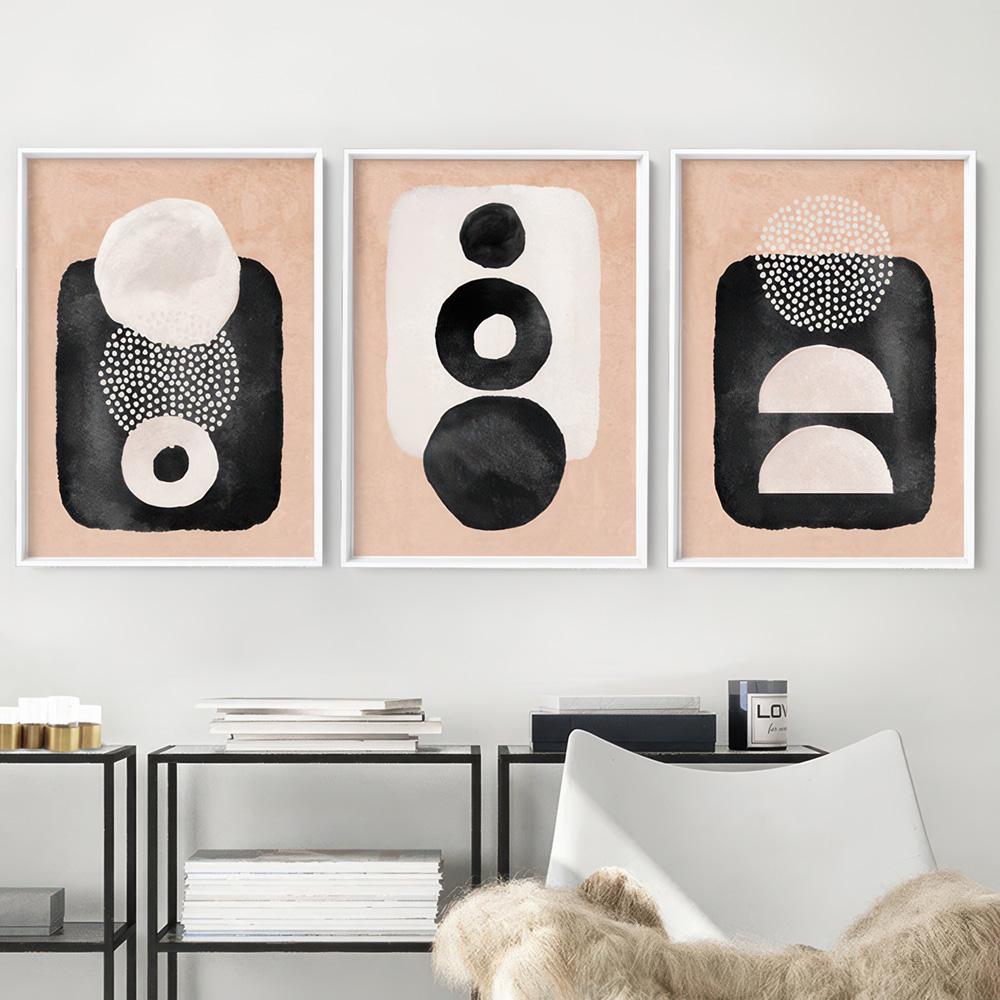 Boho Poster Abstract Watercolour Shapes III. Black & Warm Neutrals in ...