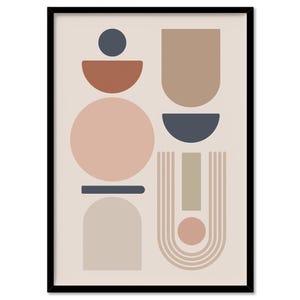 Mid Century Abstract Wall Art Print. Geometric Pastel Blush Shapes ...