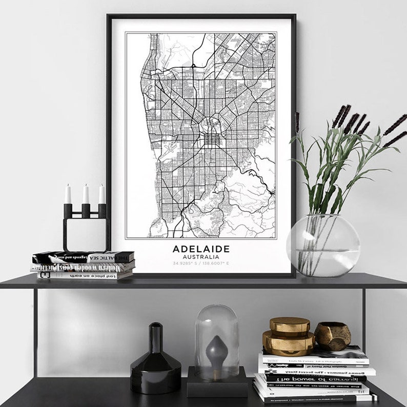 City Map Adelaide. Poster Printed Maps. Map Wall Art. Choose | Etsy