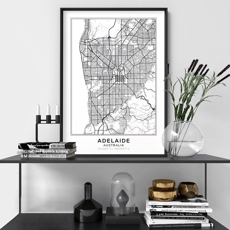 City Map Adelaide. Poster Printed Maps. Map Wall Art. Choose - Etsy