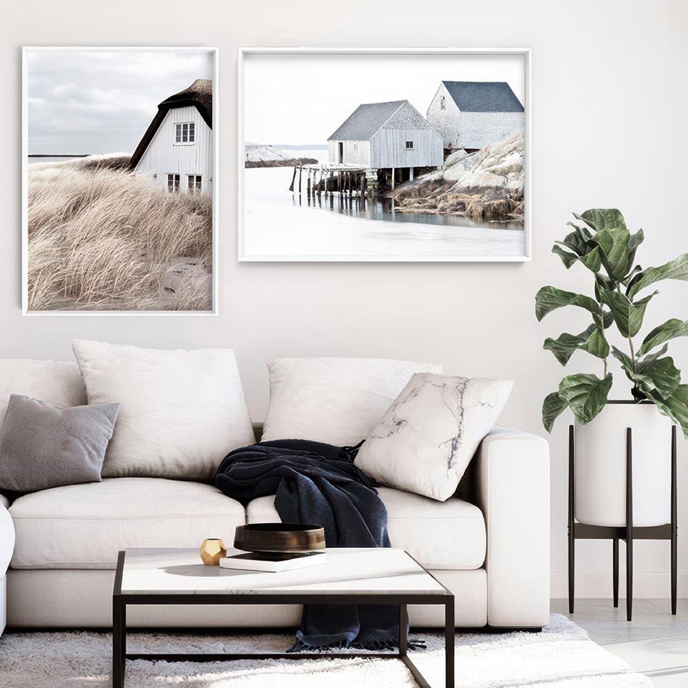 Fishing Village Cottages Art Print. Nordic Cabins Poster. Lake Cottage ...