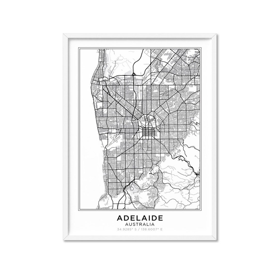 City Map Adelaide. Poster Printed Maps. Map Wall Art. Choose - Etsy