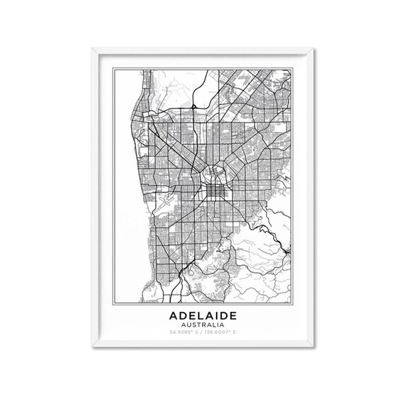 City Map Adelaide. Poster Printed Maps. Map Wall Art. Choose | Etsy