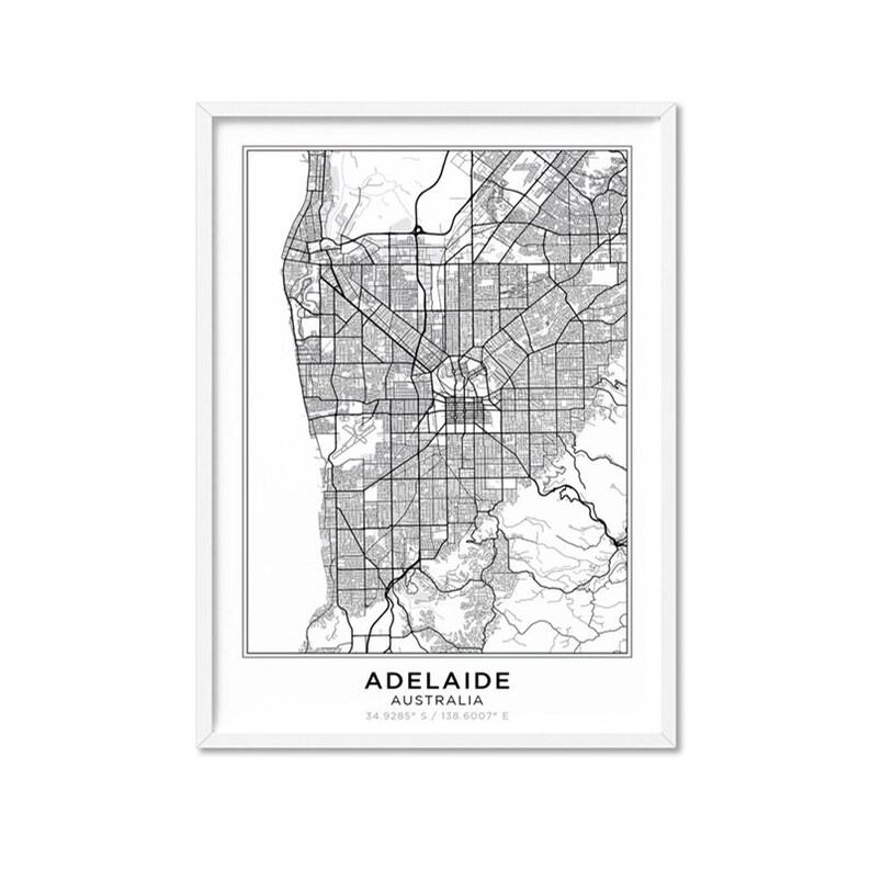 City Map Adelaide. Poster Printed Maps. Map Wall Art. Choose | Etsy
