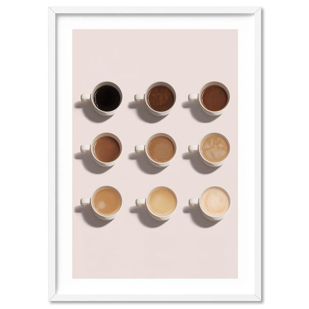 Cups of Coffee Print. Coffee Poster. Shades of Coffee Wall Art ...