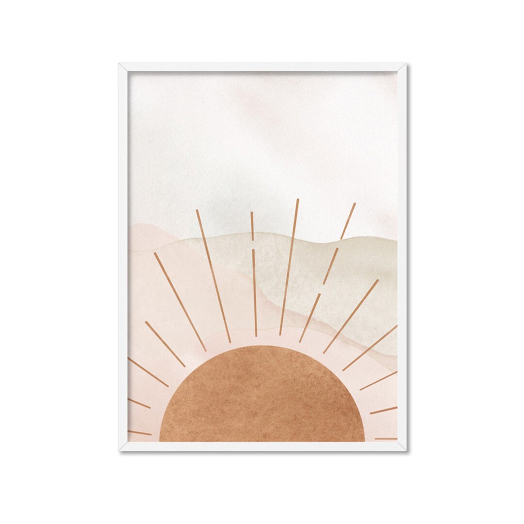 Bohemian Sun Rays Wall Art Print. Pastels & Burnt Orange - Etsy