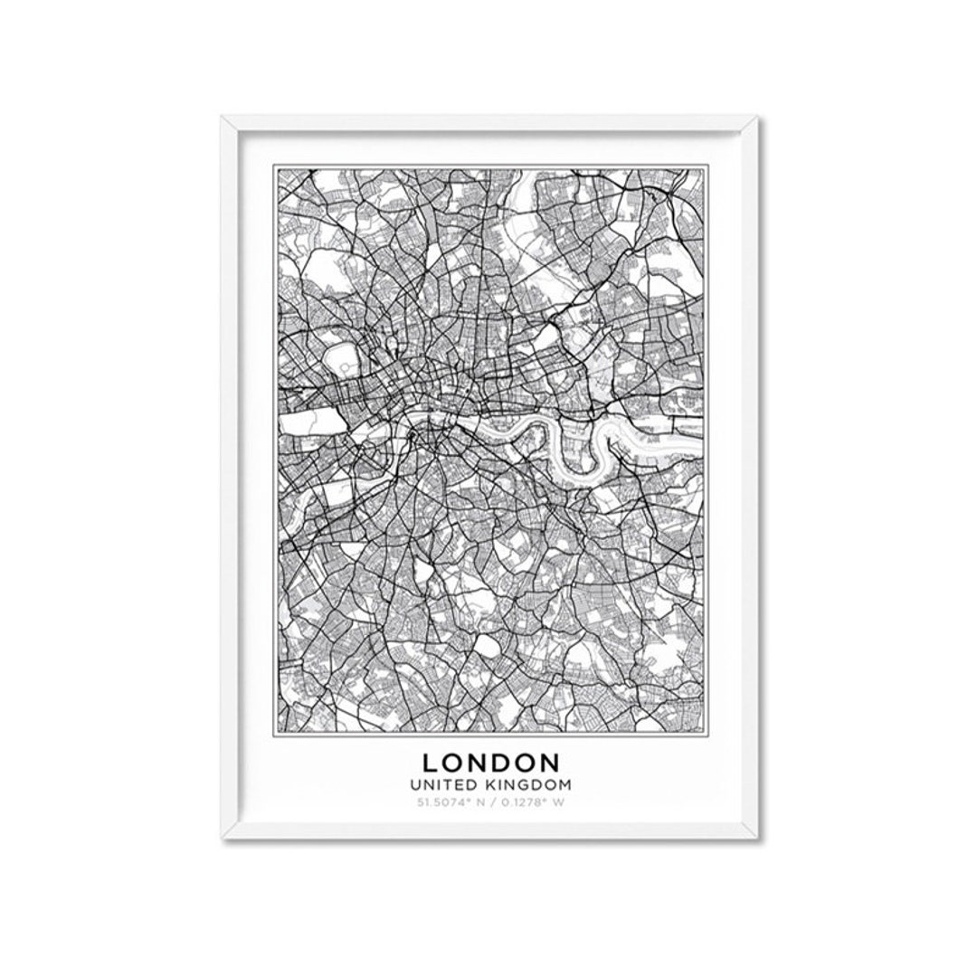 City Map London. Street Map Poster. Map Wall Art. Minimal - Etsy