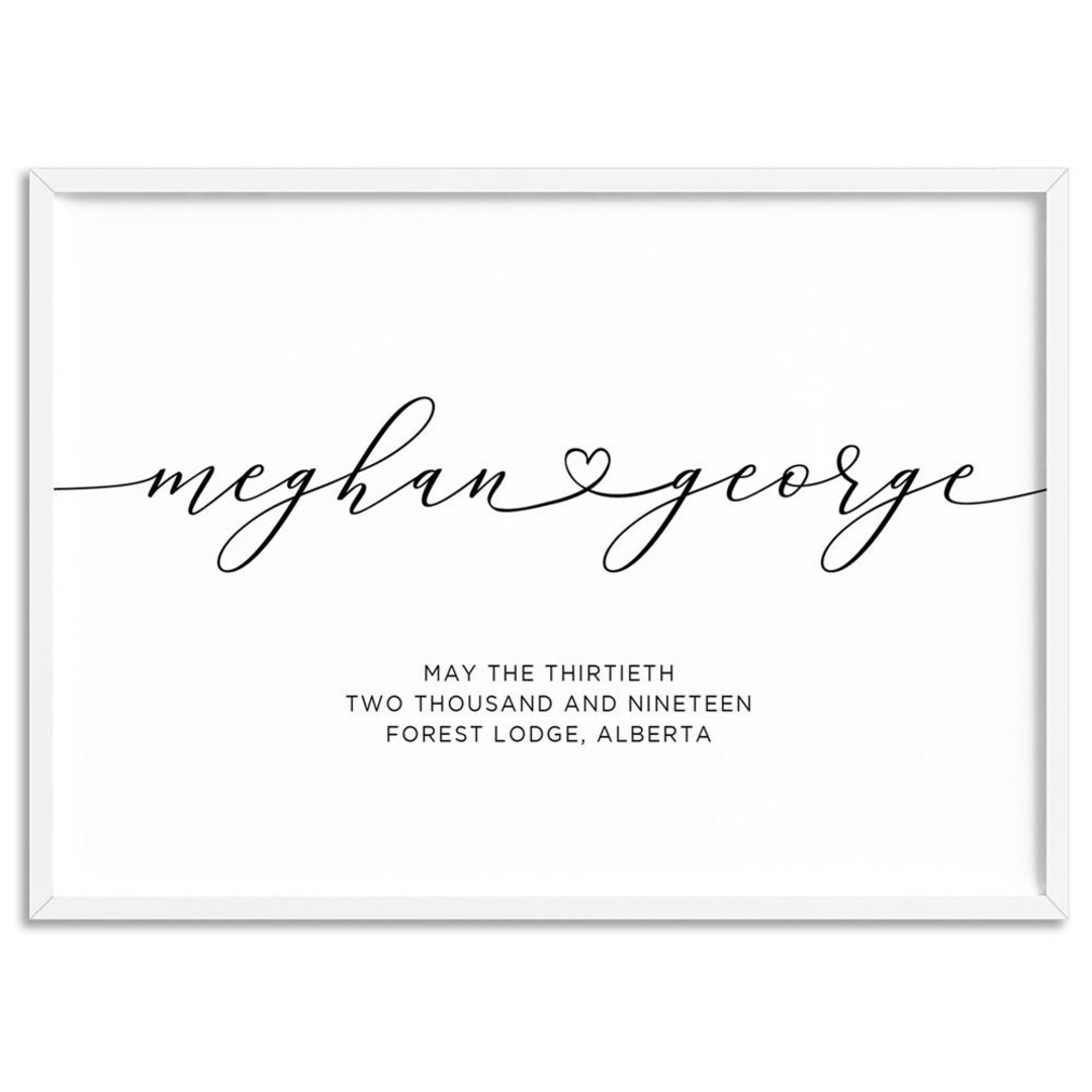 Personalised Couple Name Art Print. Perfect Customised Wedding ...