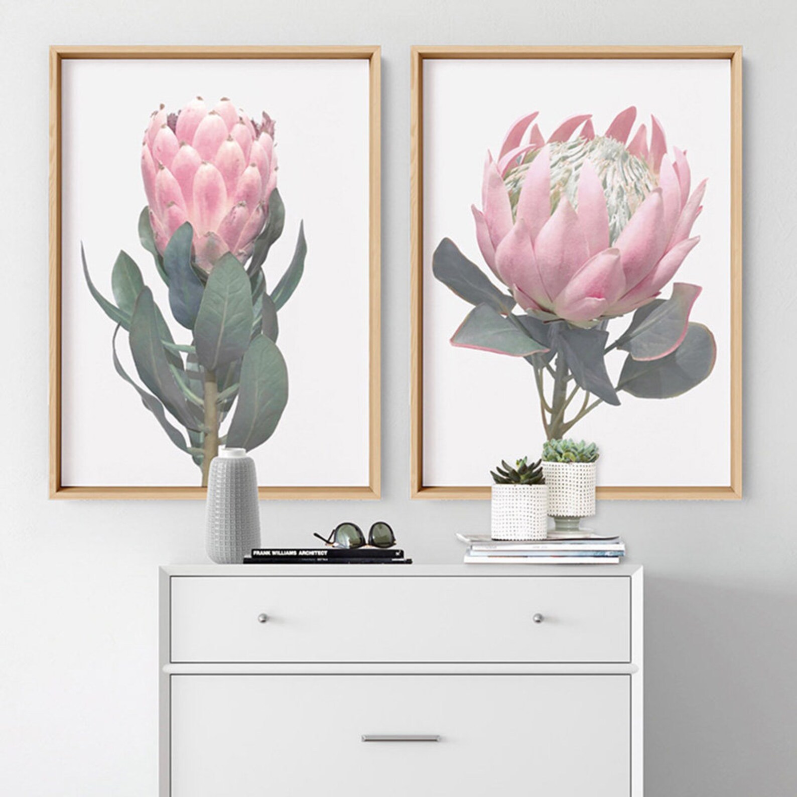Protea Poster Print. Queen Protea Portrait. Vintage Minimal Design ...