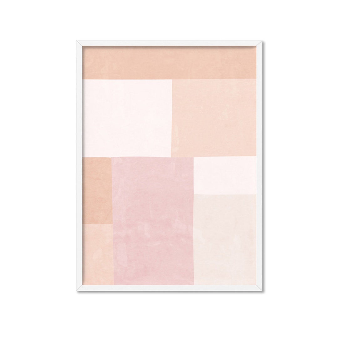 Abstract Pastel Colour Block Art Print. Soft Pink & Peach - Etsy