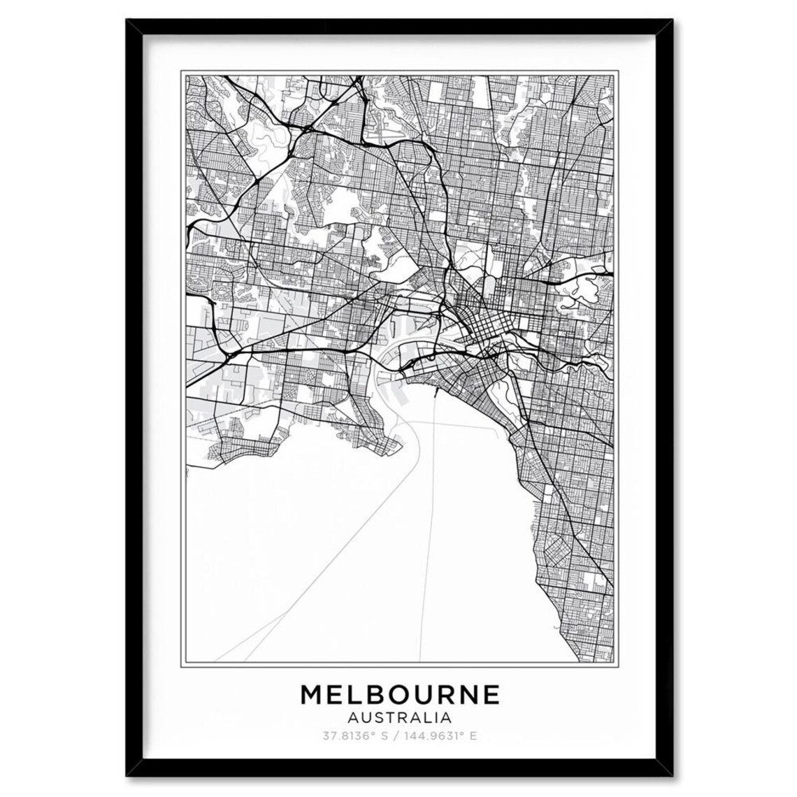 City Map | Melbourne Art Print. Street Map Poster. Map Wall Art ...