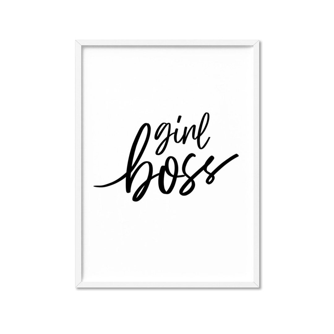 Girl Boss Word Art Print. Black & White Typography. Minimal - Etsy