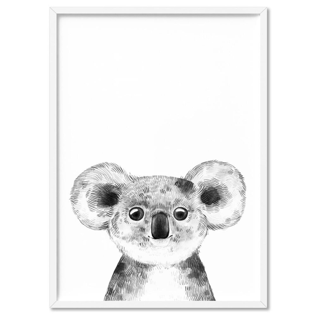 Koala Print Wall Art. Australian Native Animal. Sketch Style Nursery ...