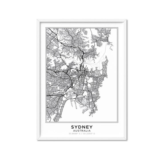 City Map Sydney Art Print. Street Map Poster. Map Wall Art. | Etsy