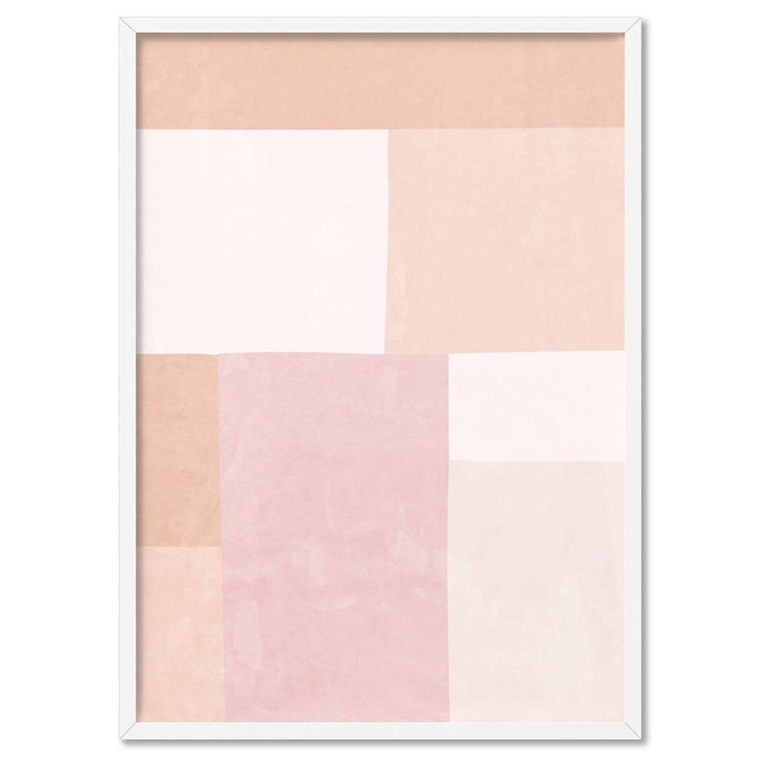 Abstract Pastel Colour Block Art Print. Soft Pink & Peach Tones Poster ...