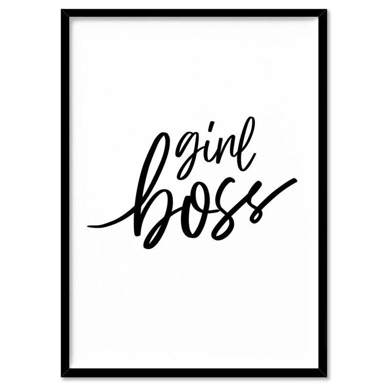 Girl Boss Word Art Print. Black & White Typography. Minimal - Etsy