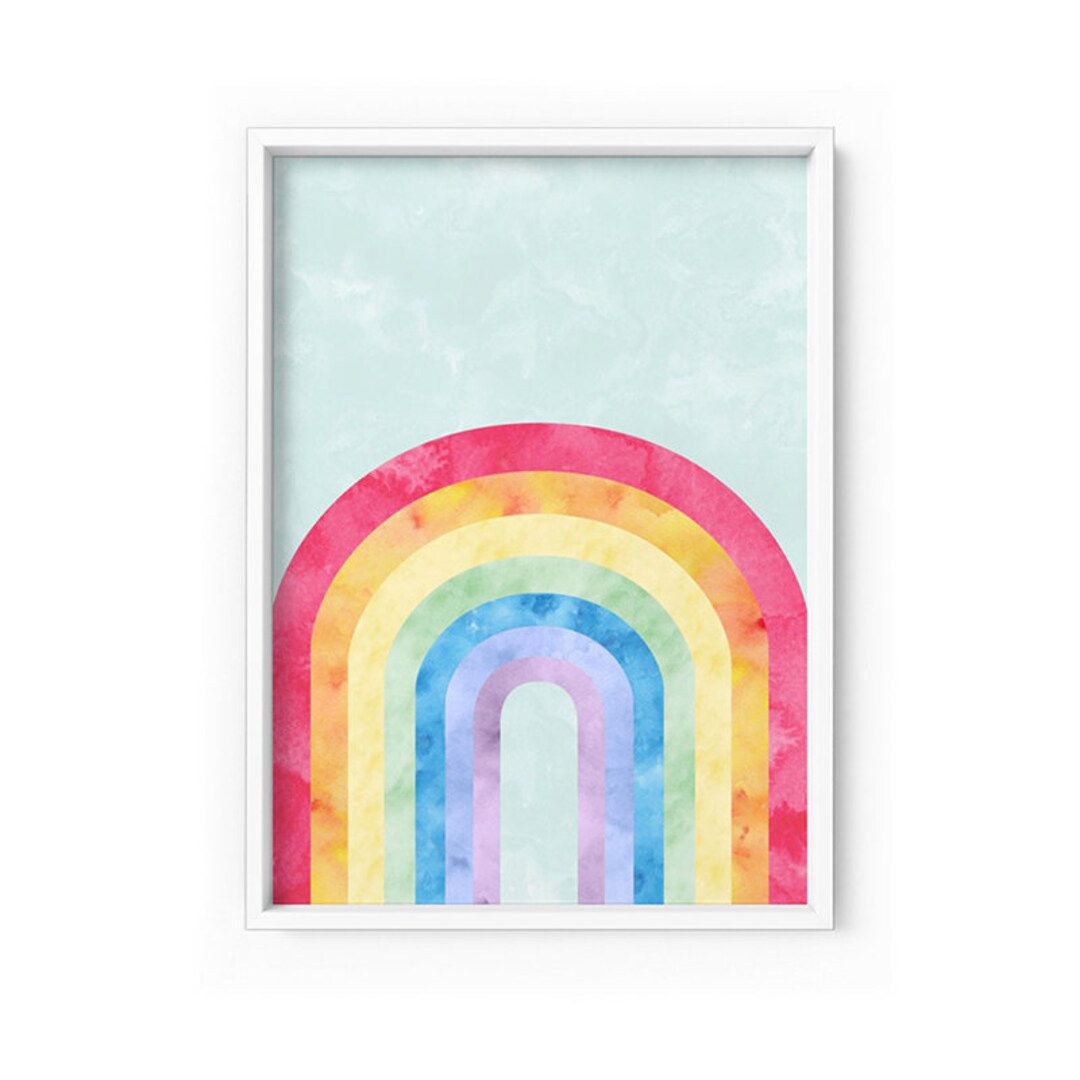 Rainbow Pastel Art Print. Watercolour Illustration Wall Art. - Etsy New ...