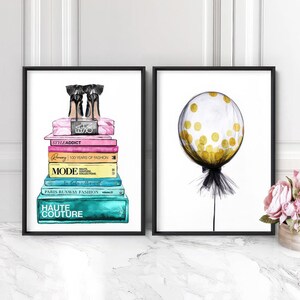 Fashion Book Stack High Heels Art Print. Pastel Rainbow Fashion Book ...