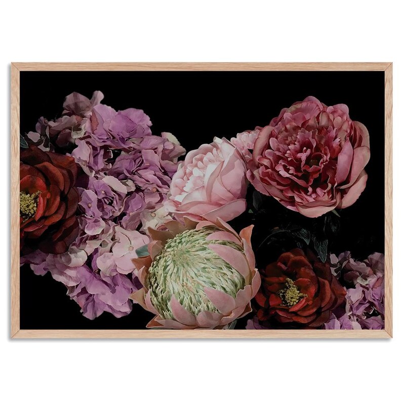 Floral Print in Dark Watercolours. Dramatic Decor Vibes. Landscape Wall ...