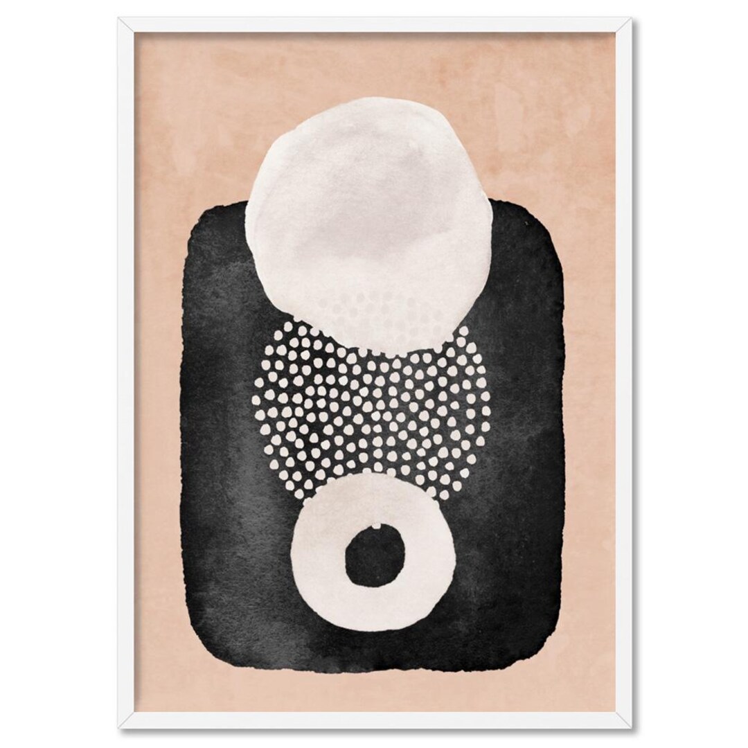 Boho Poster Abstract Watercolour Shapes I. Black & Warm Neutrals in ...