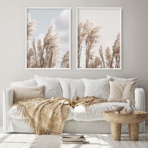 Pampas Grass Art Print III. Boho Modern Wall Art. Botanical Nature ...