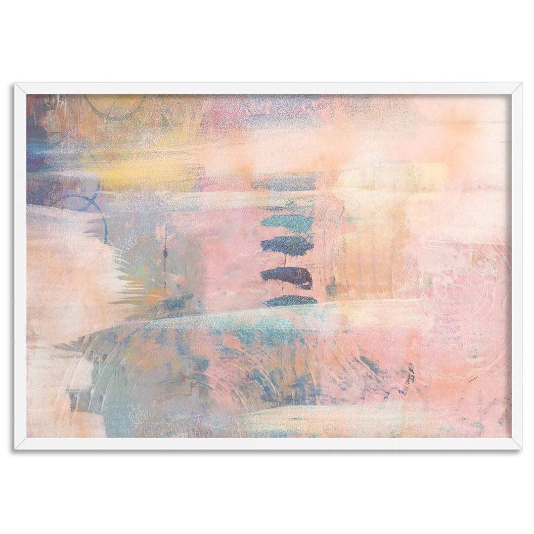 Modern Abstract Painted Artwork Poster. Dark Pastels Wall Art Print ...