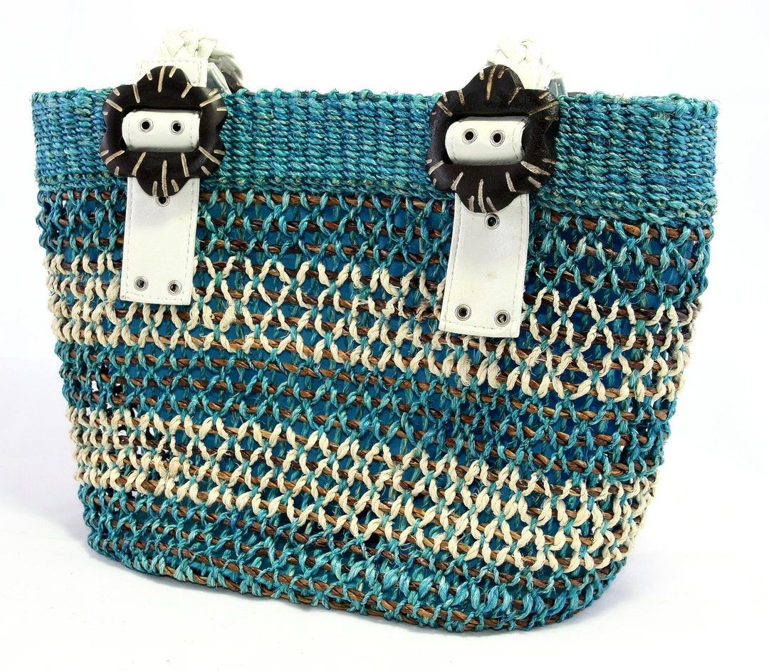 Handcrafted Natural Fiber ABACA Sandra Shoulder Bag/tote TEAL BLUE - Etsy