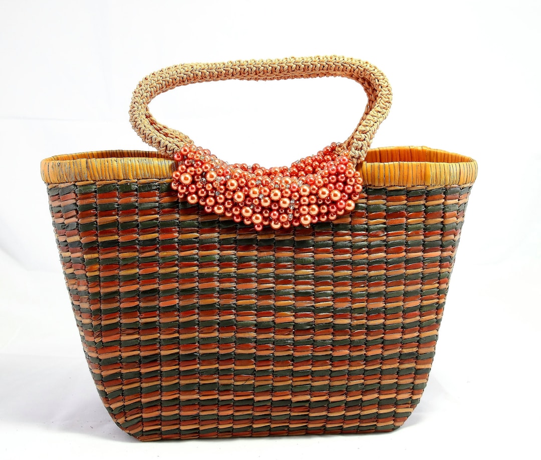 Handmade Natural Fiber pandan Leaves Dainty Scarlett Handbag/tote With ...