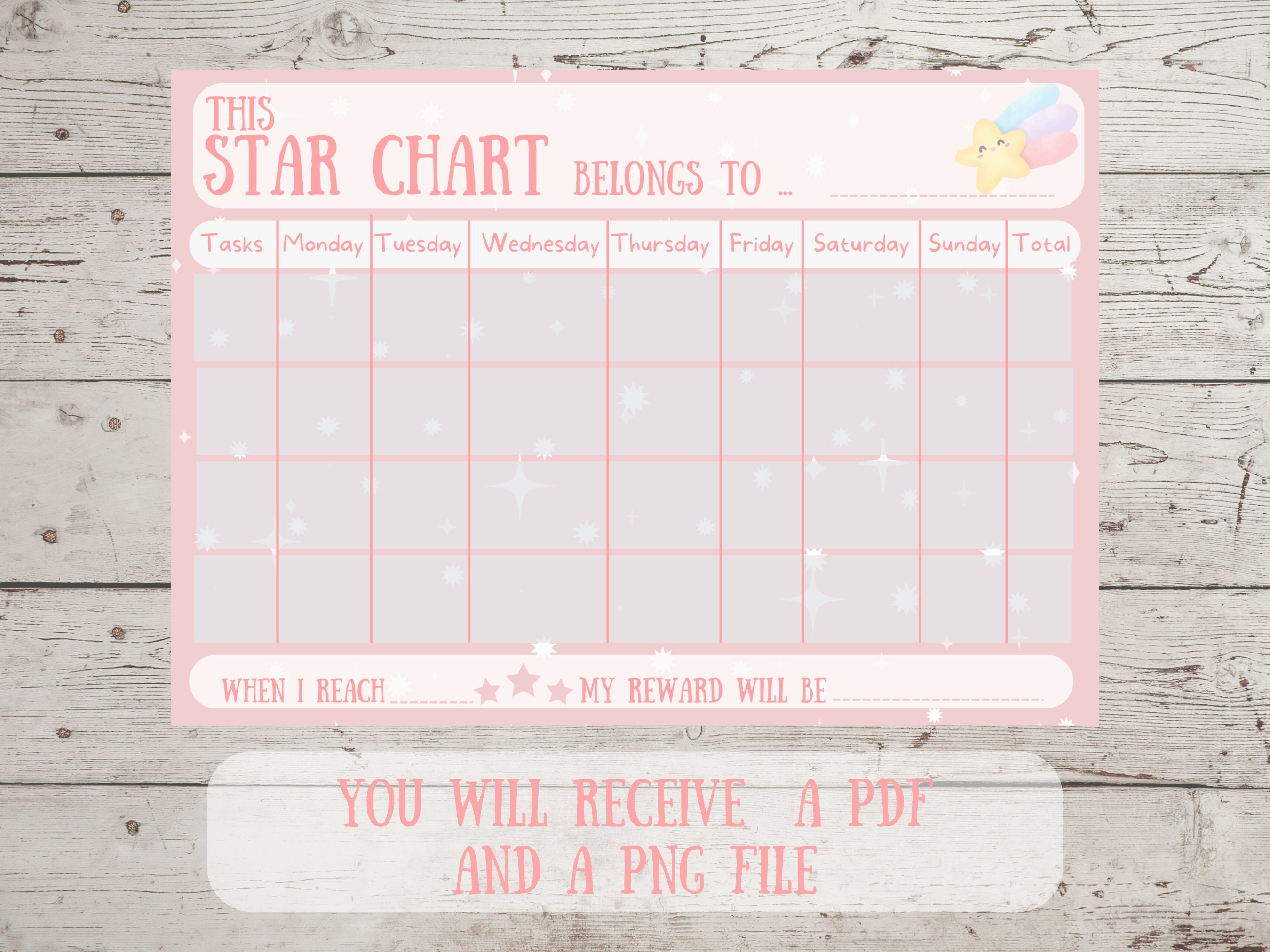 Bedtime Star Chart for Kids Printable Bedtime Chart With - Etsy Canada