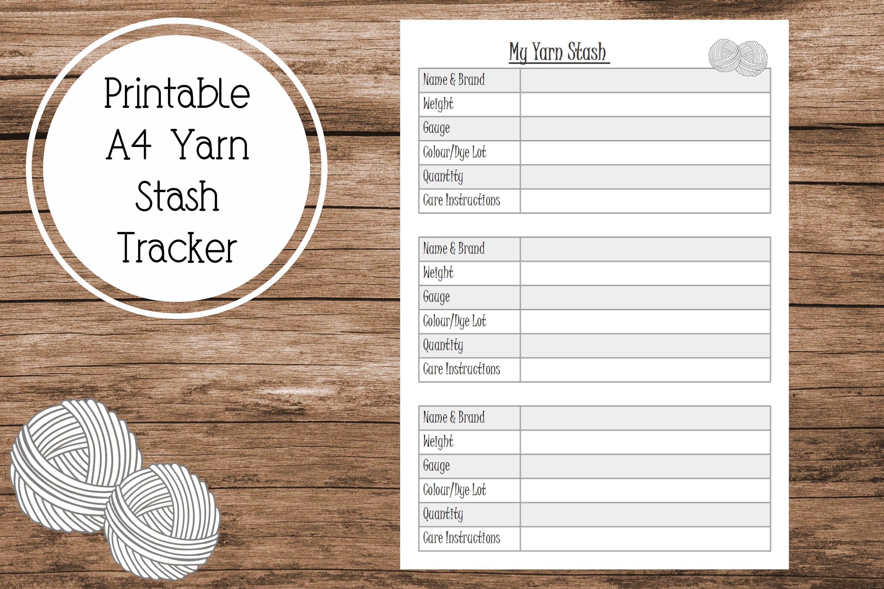 Printable Yarn Stash Tracker Crochet Tracker Knitting | Etsy