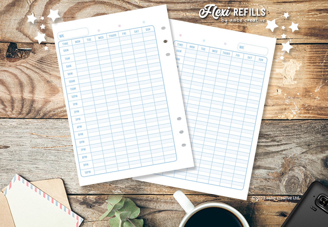 Time Management, Diary, Week on One Page, Flexi Refills, A5 Planner ...