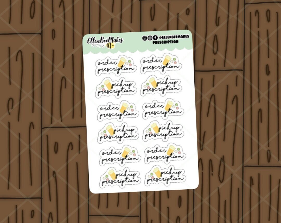 Order/pick up Prescription Stickers for Planners, Journaling ...