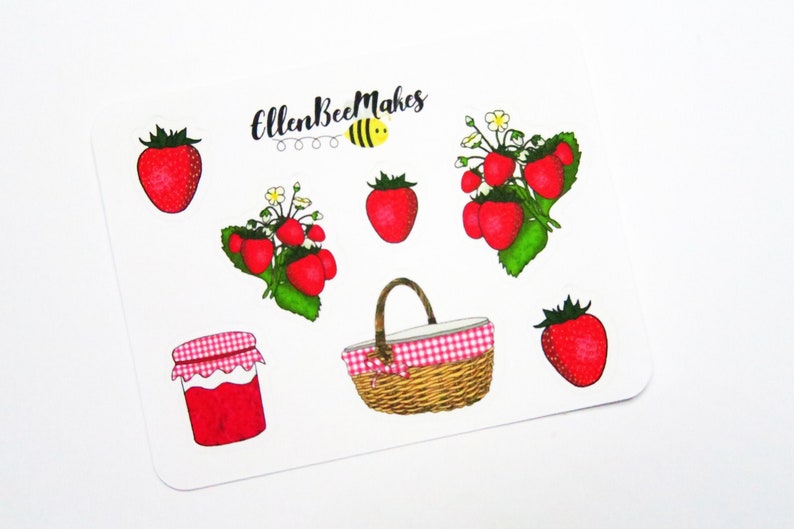 Mini Strawberry Picking Themed Sticker Sheet - Etsy