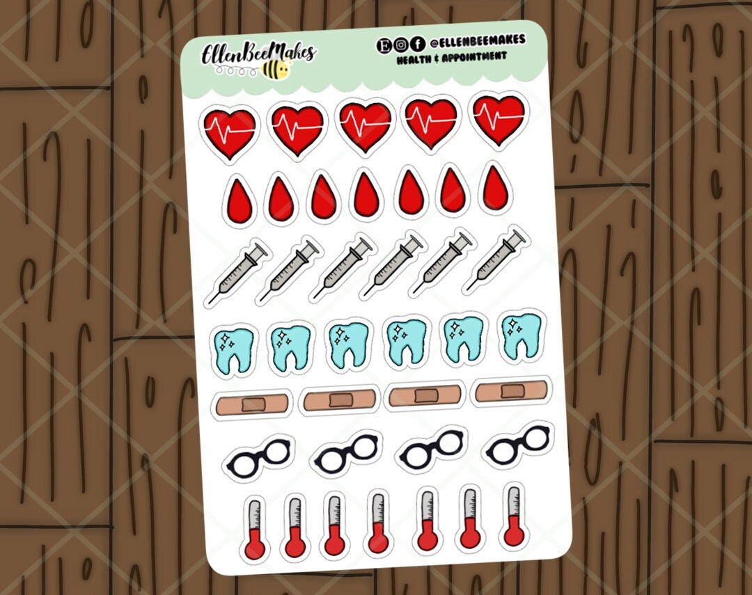 Health & Appointment Functional Stickers for Planners, Journaling ...