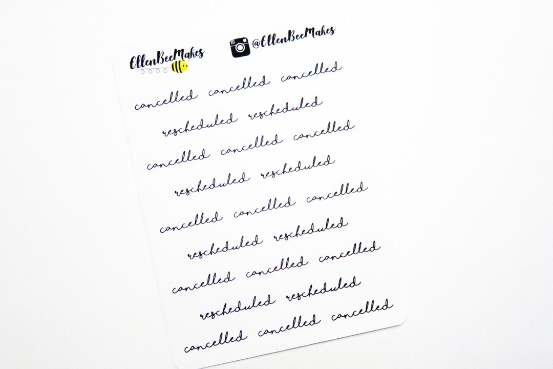 Cancelled & Rescheduled hand Lettering Effect Stickers - Etsy