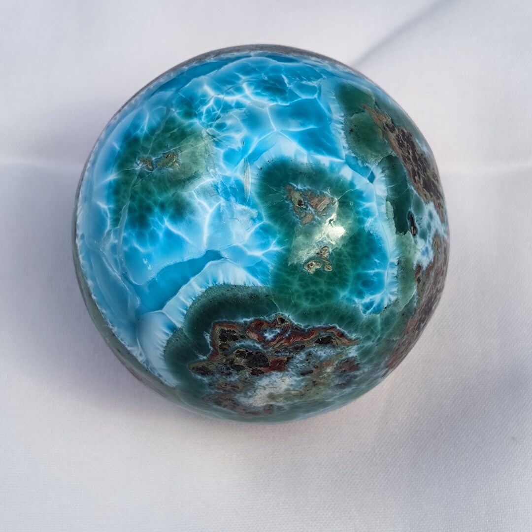 Larimar Sphere, Original and Genuine Dominican AA Marbled Larimar ...