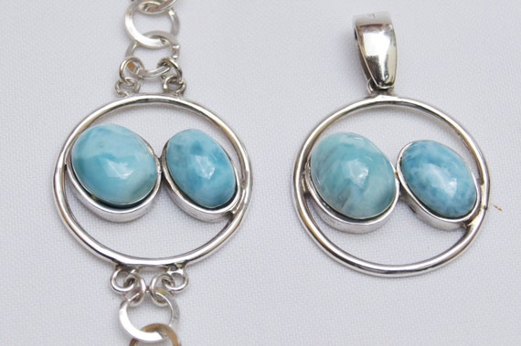Larimar Jewelry Set Original And Genuine Dominican AA Marbled | Etsy