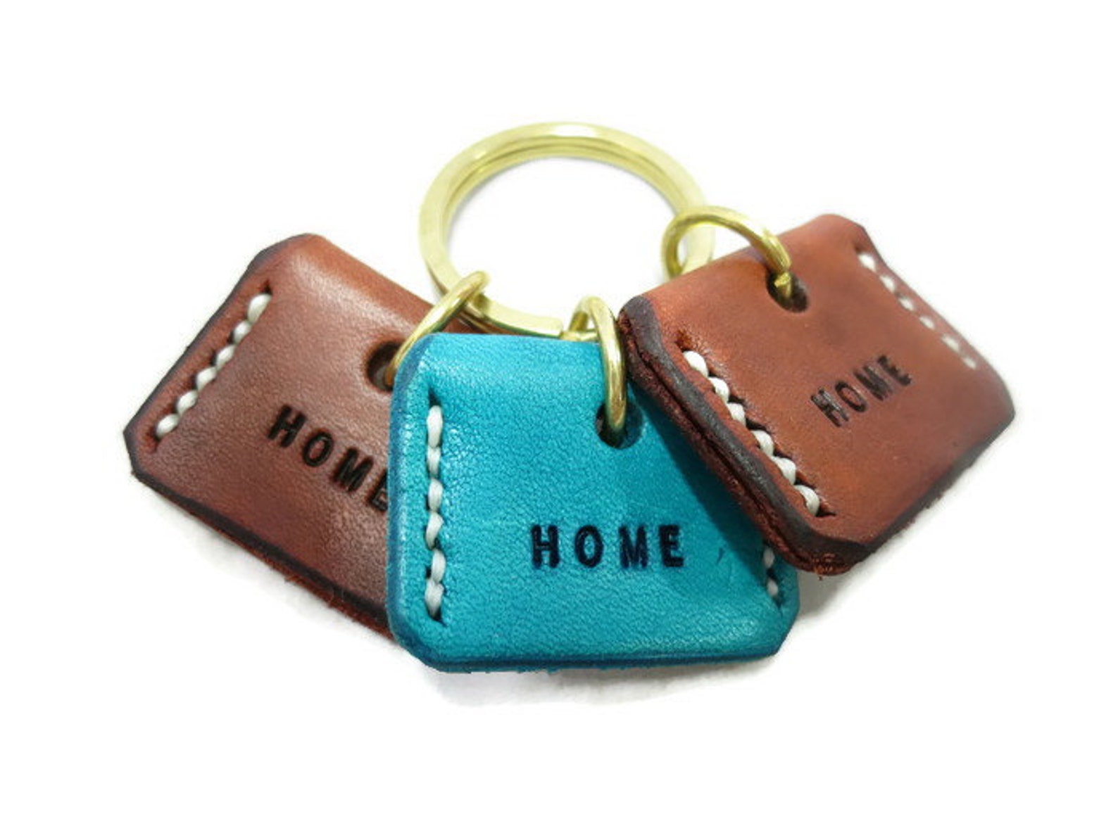 Leather Key Top Cover With Solid Brass Key Ring, Leather Key Cover- Key ...