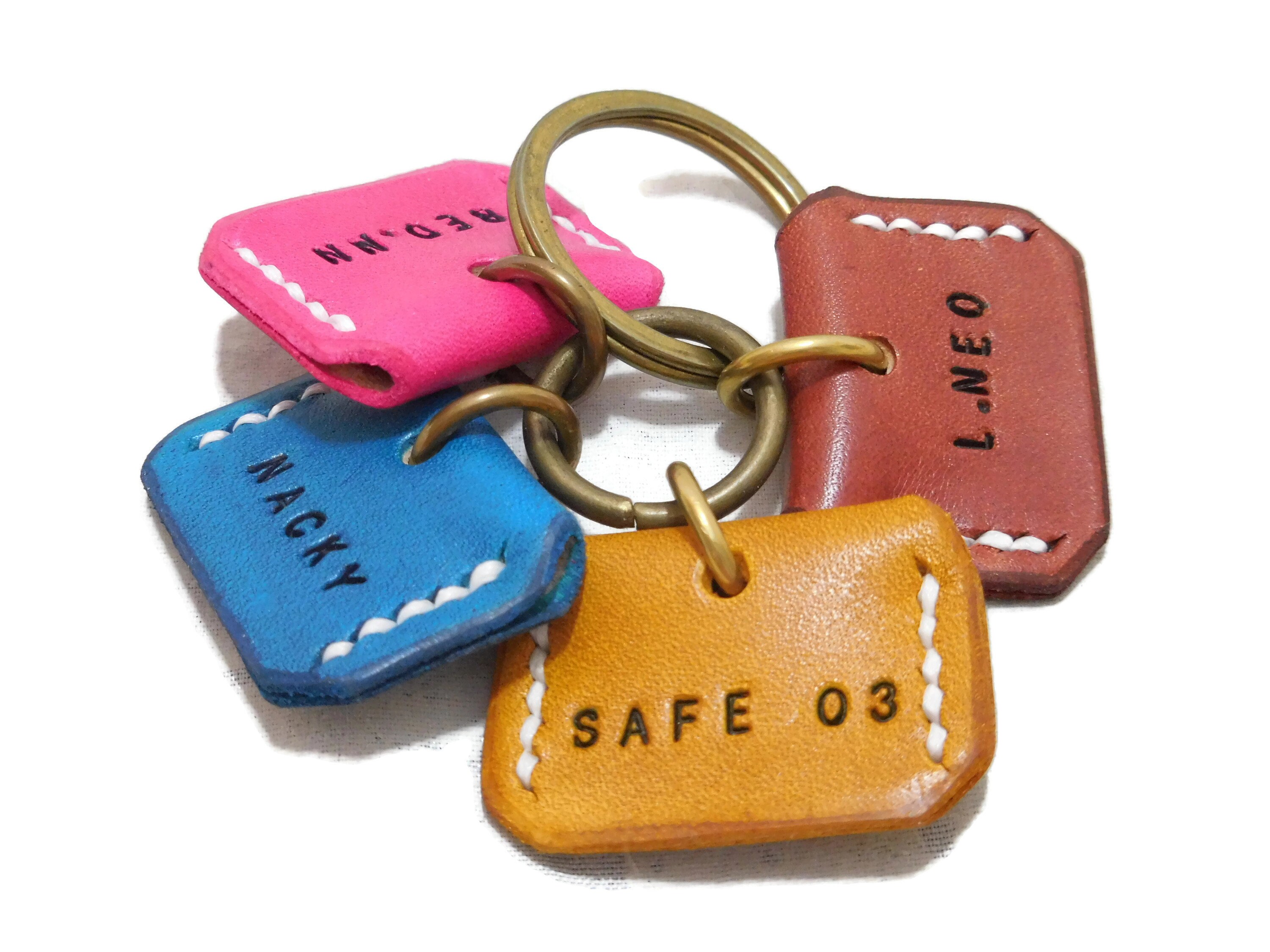Multicolor Leather Key Top Cover, Keychain With Solid Brass Key Ring ...