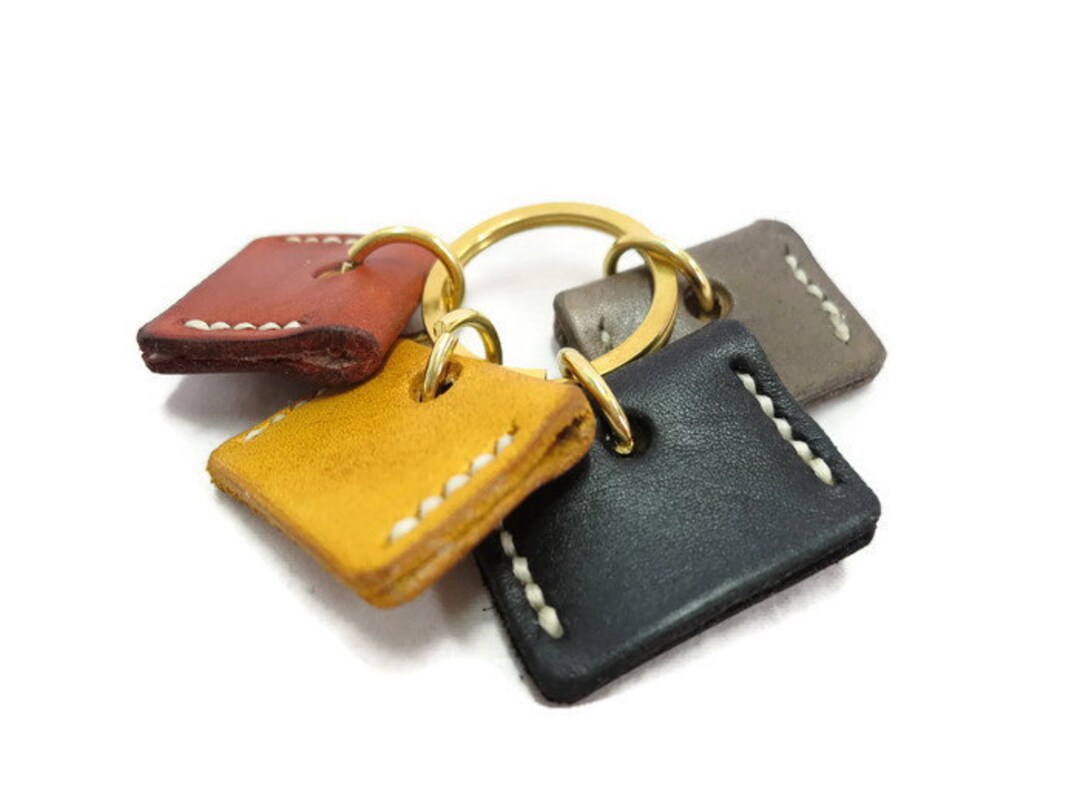 Multicolor Leather Key Top Cover, Keychain With Solid Brass Key Ring ...