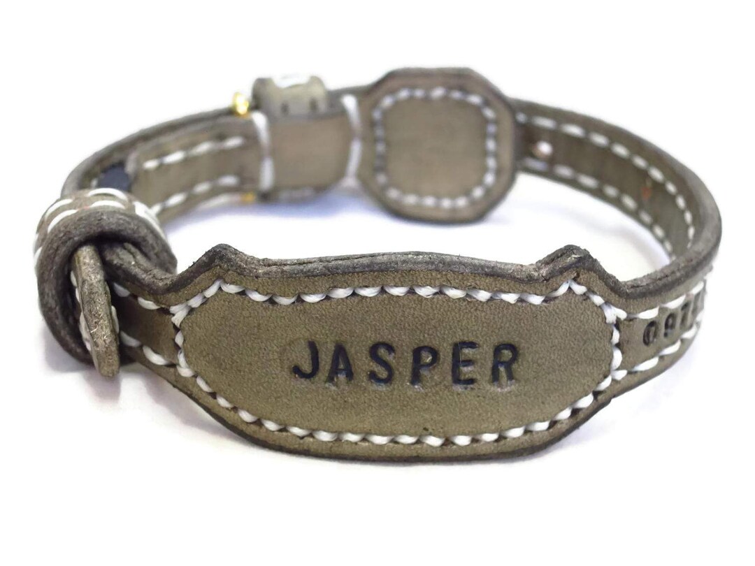Cat Collar Breakaway - Leather Cat Collar Personalized, Inserted Cat ...