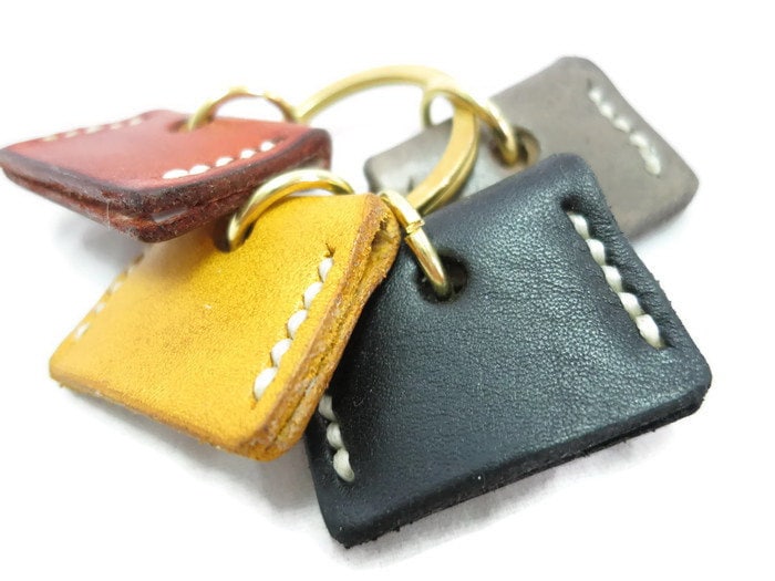 Multicolor Leather Key Top Cover, Keychain With Solid Brass Key Ring ...