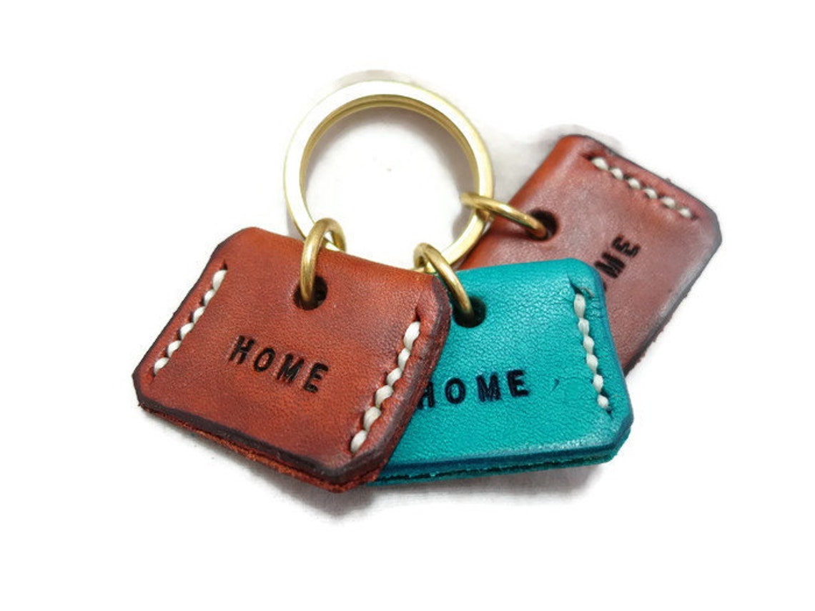 Leather Key Top Cover With Solid Brass Key Ring, Leather Key Cover- Key ...