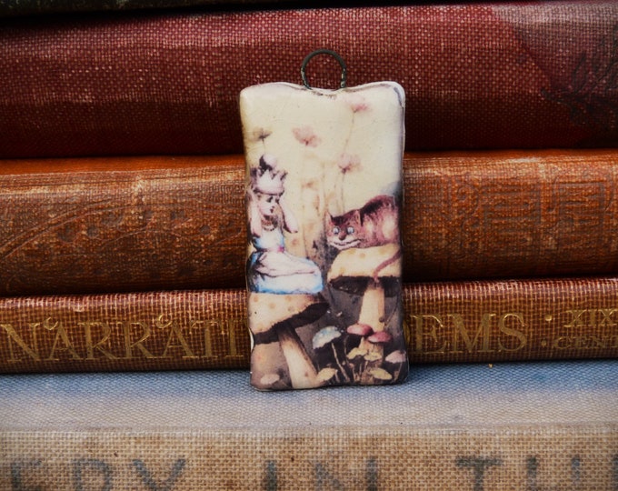 Handmade Alice in Wonderland Ceramic Pendant With John Tenniel ...