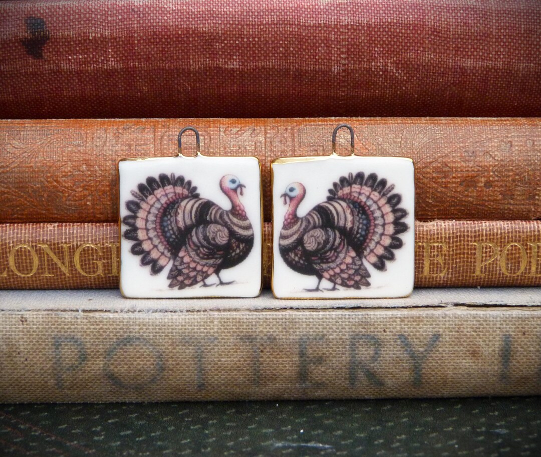 Handmade Ceramic Thanksgiving Turkey Charms With a 24kt Gold Lustre ...