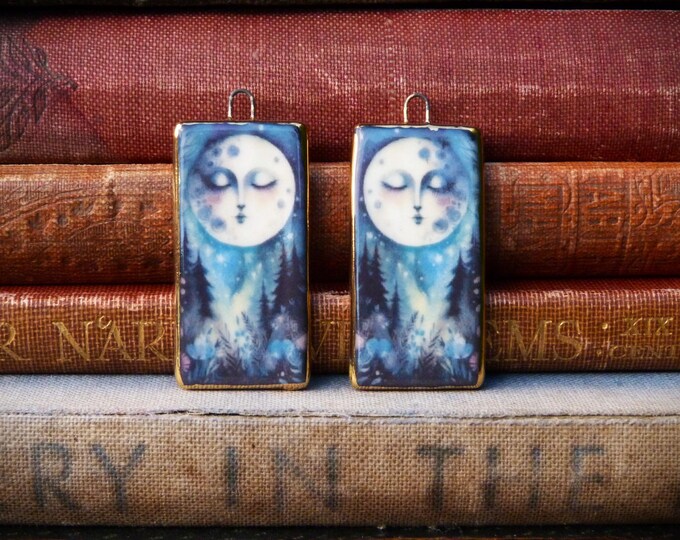Handmade Ceramic Moon and Flowers Charms With 24kt Gold Lustre - Etsy UK
