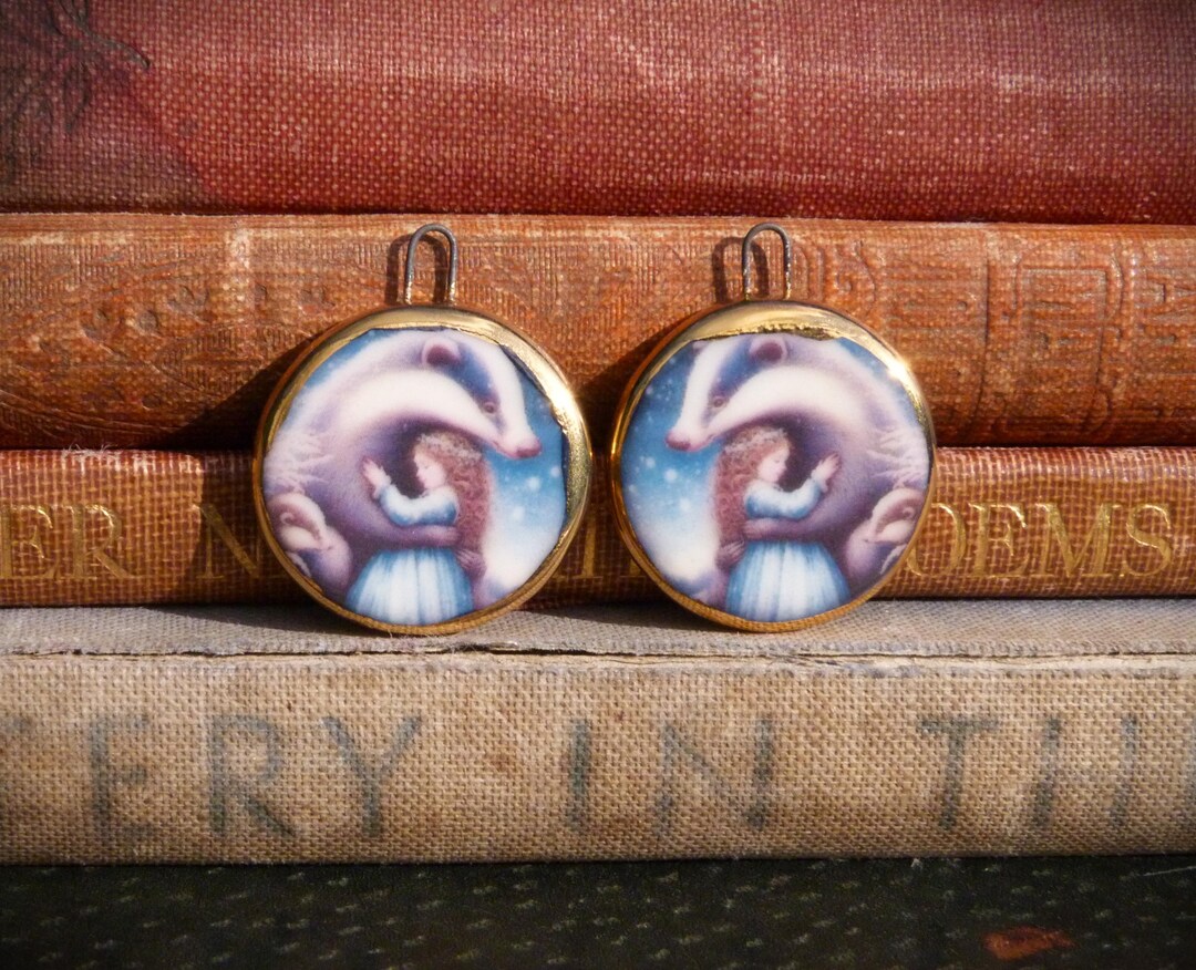 Handmade Ceramic Badger and Girl Charms With a 24kt Gold Lustre Edge - Etsy