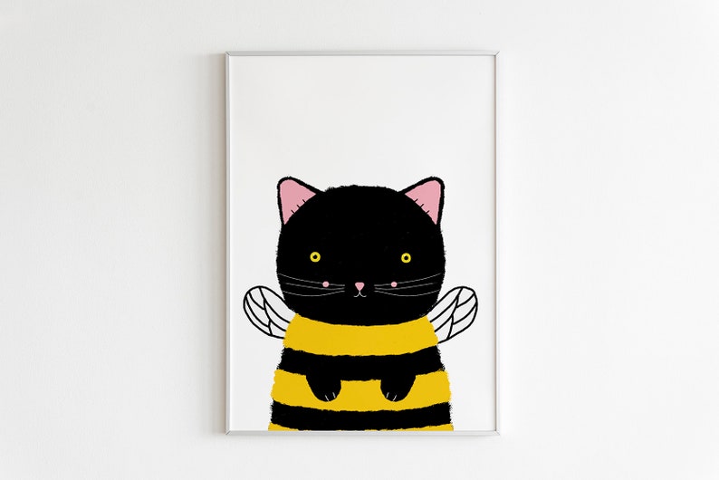 Prints Art & Collectibles Bumblebee Cat 5x7 Card/Poster print etna.com.pe