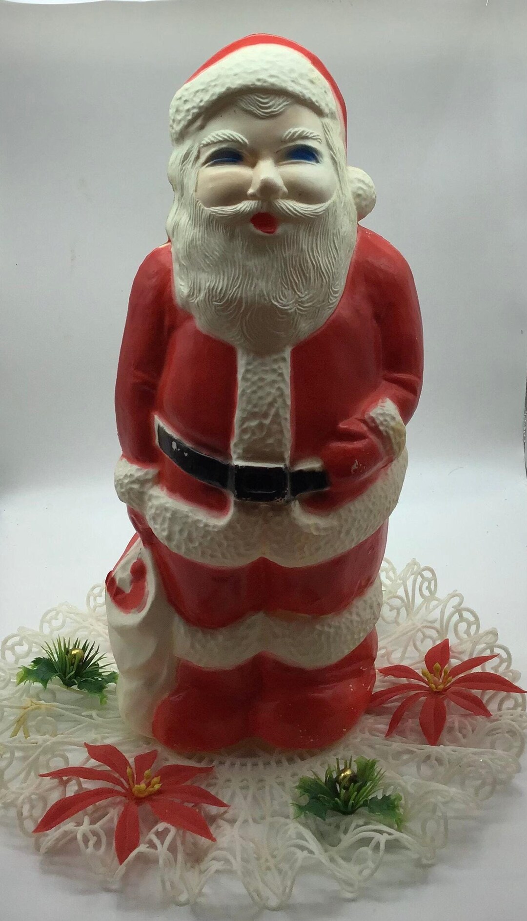 Vintage Blowmold Santa,union Products Blue Eyed Lightup Santa, Tabletop ...