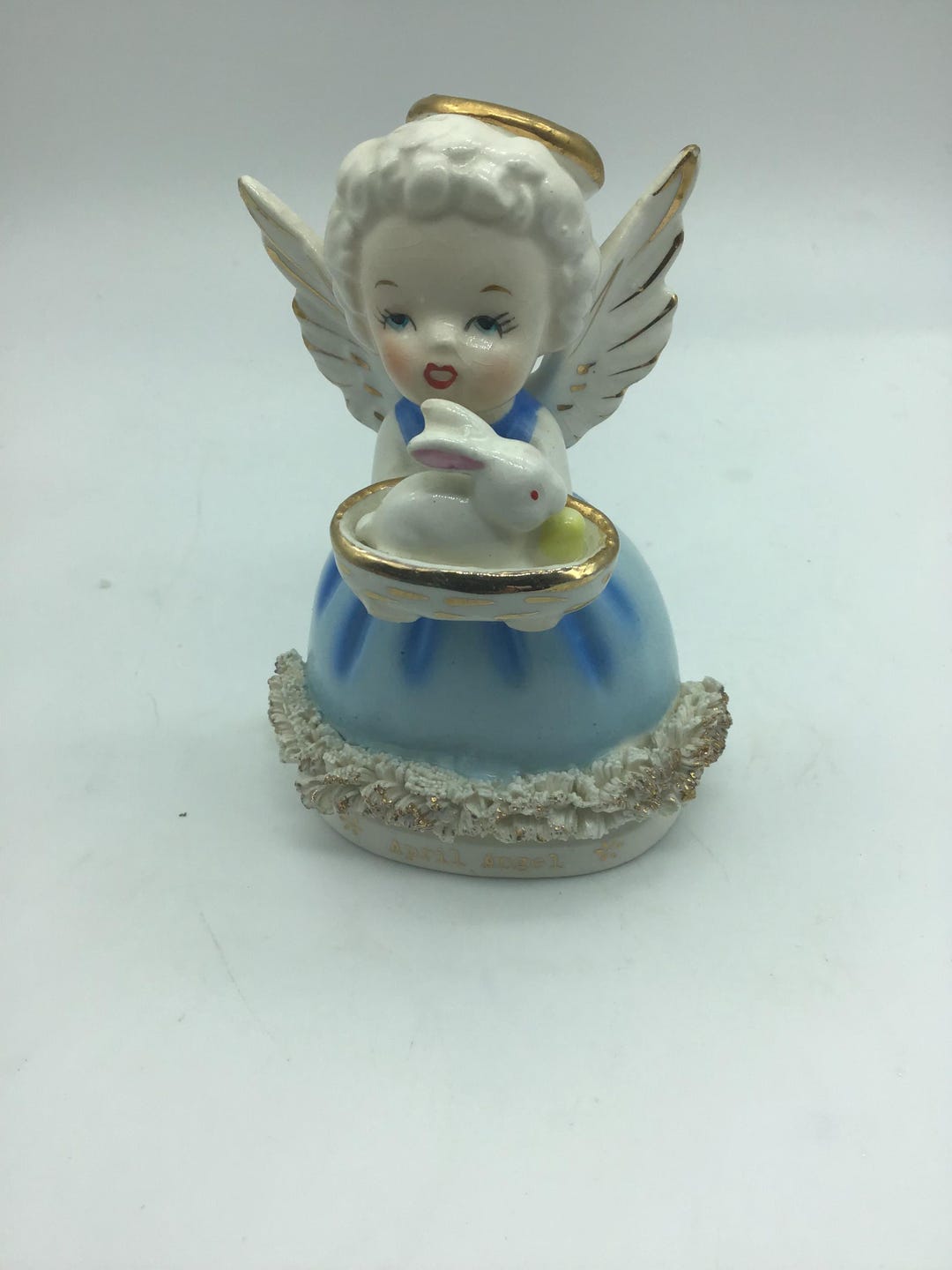 Rare Napco April Angel,angel With Bunny,vintage Angel Figurine, Birth ...